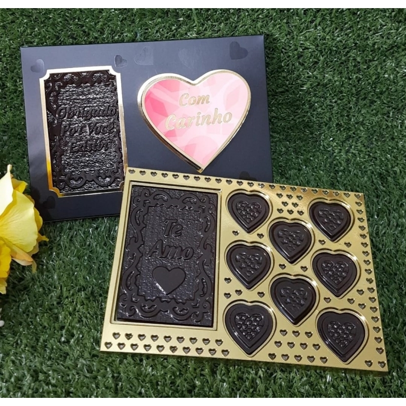 Ref. 383 Cx Envelope berço barra + 08 mini corações - Arteira Embalagens